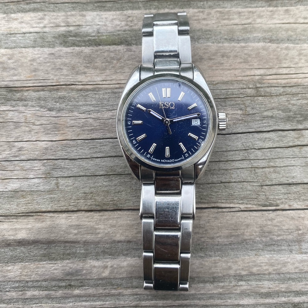 Esq Movado Woman’s Watch Swiss Movement Silver Blue S… - Gem